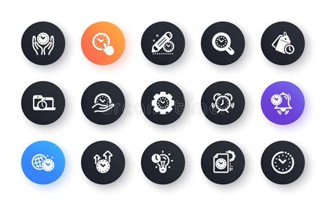 Time Management Icons Alarm Clock Timer Plan And Project Deadline Classic Set Vector Stock