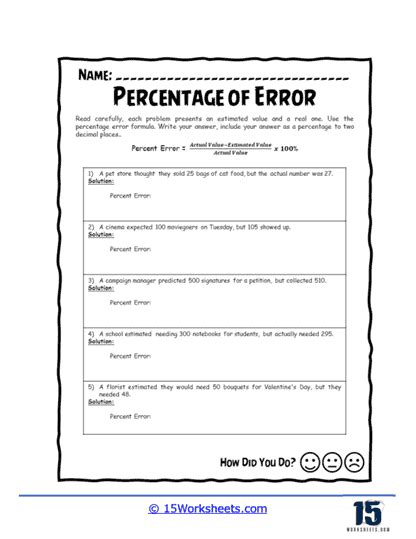 Percentage Of Error Worksheets 15