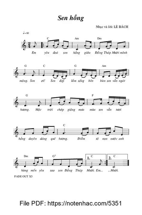 Sheet Piano Sen Hồng Có Hợp Âm File Pdf