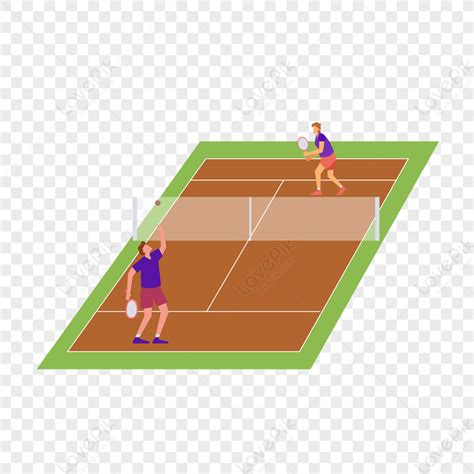 테니스 경기 스포츠 개념 그림 테니스 코트에서 경기를 하는 두 선수운동단련하다 Png 일러스트 무료 다운로드 Lovepik