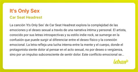 Significado De La Canción Its Only Sex Car Seat Headrest Letras Com