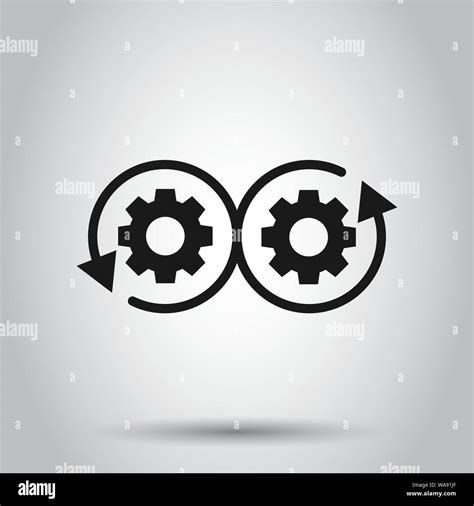 Development Icon In Flat Style Devops Vector Illustration On Isolated Background Cog With