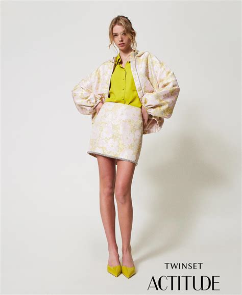 Жаккардовая мини юбка с ручной вышивкой 251ap2101 Twinset — купить в интернет магазине бренда