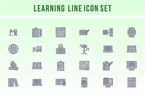 Learning Line Icon Set Graphic By Graphic Nehar · Creative Fabrica