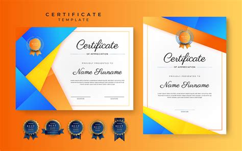 고급 배지와 현대적인 라인 패턴이있는 업적 테두리 템플릿의 현대 파란색 인증서 수상 비즈니스 및 교육 요구 사항 0명에 대한 스톡 벡터 아트 및 기타 이미지 Istock