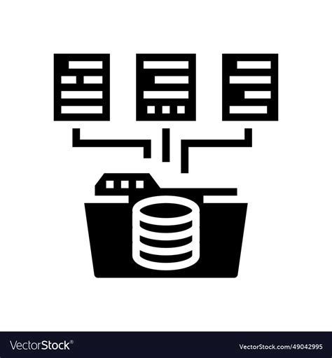 Data Integration Database Glyph Icon Royalty Free Vector