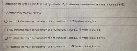 [answered] determine the type il error if the null hypothesis ho is