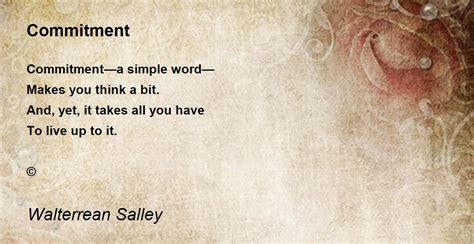 Commitment Commitment Poem By Walterrean Salley