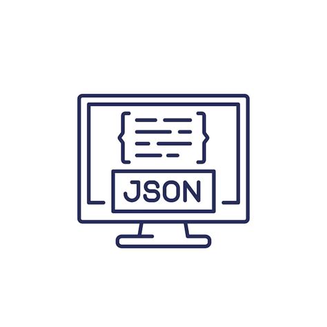 Premium Vector Json Line Icon With A Computer