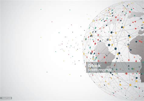 글로벌 네트워크 연결입니다 세계 지도 포인트와 라인 구성의 개념은 글로벌 비즈니스 벡터 일러스트 레이 션 연결에 대한 스톡 벡터