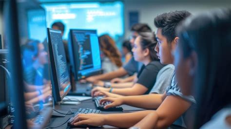 Premium Photo Students Learning Computer Programming Aig41