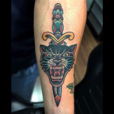 Panther Head Dagger Tattoo