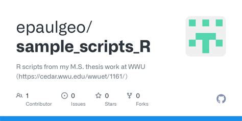 Github Epaulgeo Sample Scripts R R Scripts From My M S Thesis Work At Wwu Https Cedar Wwu