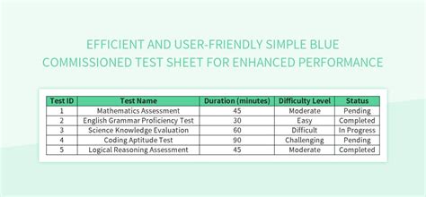 Efficient Simple Test Record Sheet For Enhanced Performance Tracking Excel Template And Google