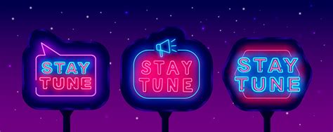 네온 거리 광고판 컬렉션을 계속 지켜봐 주십시오 프레임이 있는 확성기 반짝이는 옥외 광고 벡터 스톡 일러스트레이션 간판에 대한 스톡 벡터 아트 및 기타 이미지 Istock