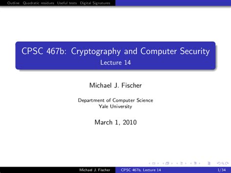 Quadratic Residues Tests And Signatures In Cryptography Slides Cryptography And System