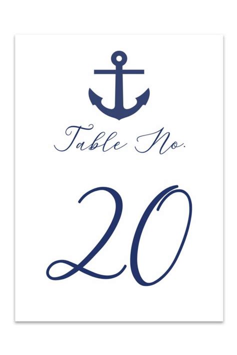 A Table Number With An Anchor And The Word Table No 20 On It In Blue Ink