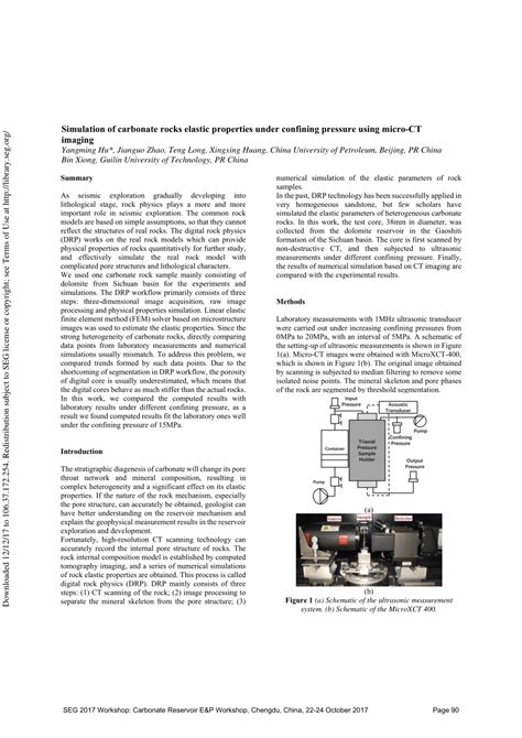 Pdf Simulation Of Carbonate Rocks Elastic Properties Under Confining Pressure Using Micro Ct
