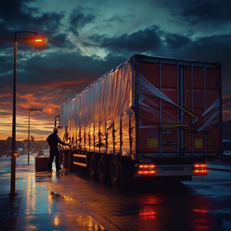 Driver Securing Goods On Lorry With Straps Premium Ai Generated Image