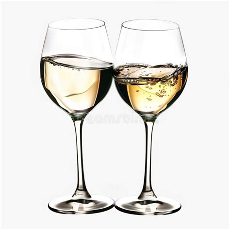 Two Wine Glasses Clinking Together Against A White Background In A