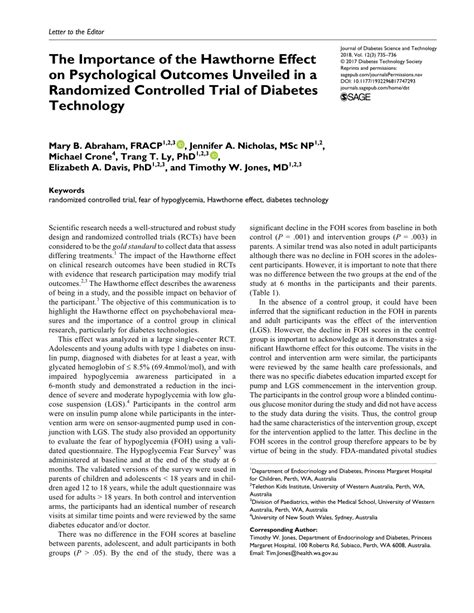 Pdf The Importance Of The Hawthorne Effect On Psychological Outcomes Unveiled In A Randomized