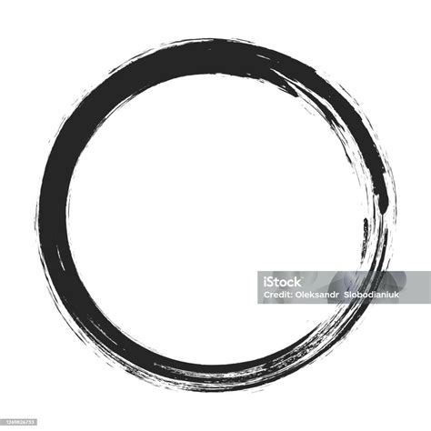 벡터 브러시는 흰색 배경에 페인트원을 스트로크합니다 잉크 손으로 그린 페인트 브러시 원 로고 라벨 디자인 요소 벡터 일러스트레이션 검은 추상 원 프레임 0명에 대한 스톡