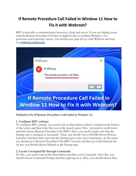 Ppt If Remote Procedure Call Failed In Window 11 How To Fix It With Webroot Powerpoint