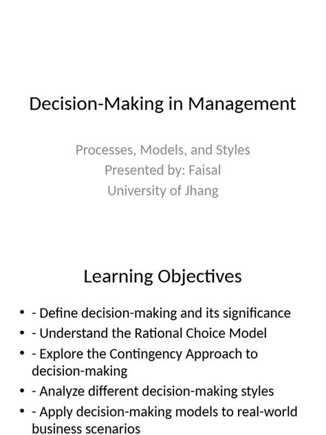 Decision Making Presentation Pdf Decision Making Business
