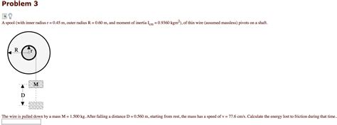 Solved A Spool With Inner Radius R M Outer Radius R Chegg Com