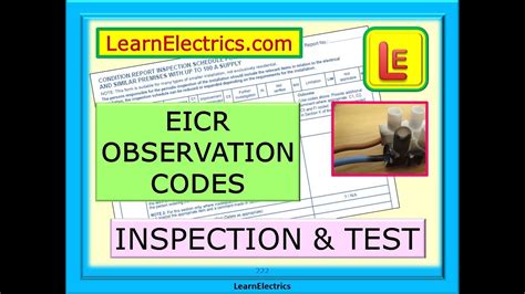 Observation Codes For Eicr Electrical Inspection And Test The Right