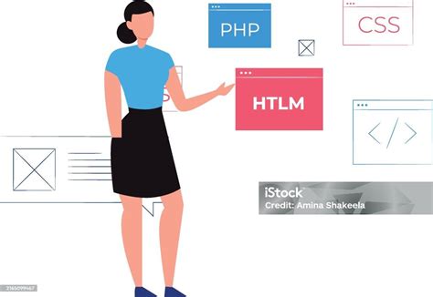 Ilustración De Chica Mostrando Codificación Html Php Y Css Y Más