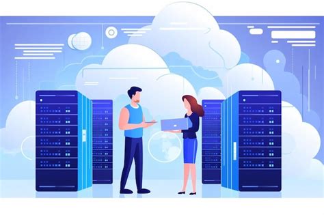 Premium Photo A Man And Woman Are Standing In A Large Room With A Lot Of Computers