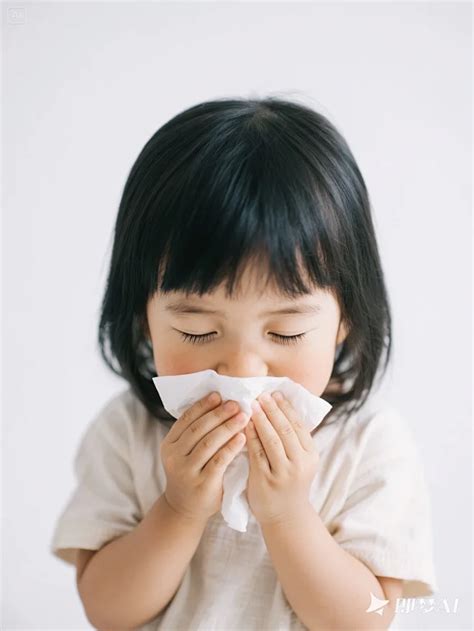 小女孩打喷嚏流鼻涕用纸巾捂口鼻特定场景生成 花瓣网