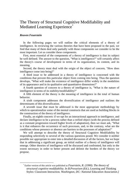 Pdf The Theory Of Structural Cognitive Modifiability And · The