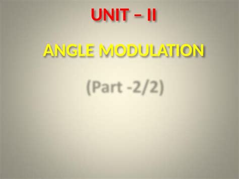 Angle Modulation Waveform Andits Characteristics Ppt