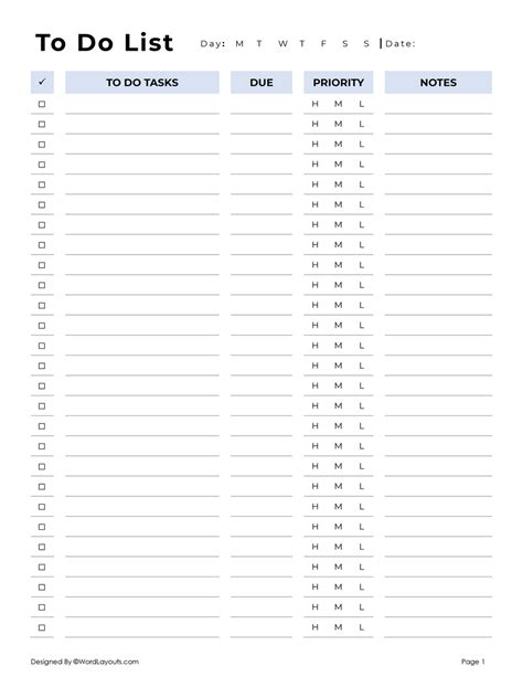 Daily Priority And Task Tracker Template Wordlayouts