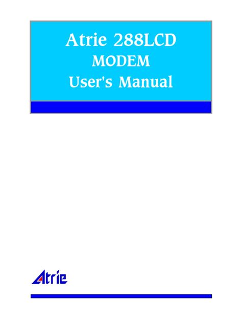 atrie 288 lcd modem user s manual pdf computer science telecommunications equipment