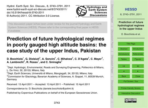 Pdf Prediction Of Future Hydrological Regimes In Poorly Gauged High