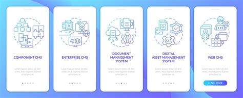 Premium Vector Cms Types Blue Gradient Onboarding Mobile App Screen