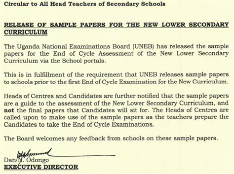 Uneb Release Of Exam Sample Papers For The New Lower Secondary Curriculum