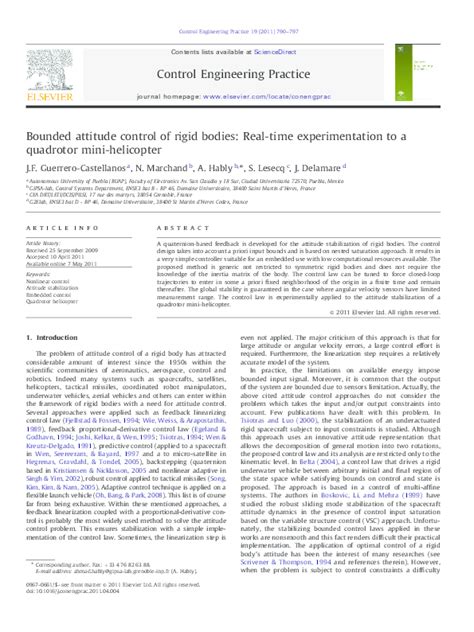 Pdf Bounded Attitude Control Of Rigid Bodies Real Time Experimentation To A Quadrotor Mini