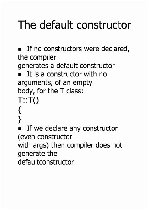 The Default Constructor Notatekpl