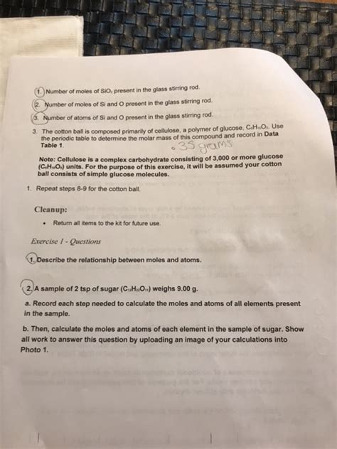 Solved Exercise 1 Using Mass To Calculate Moles And Atoms In