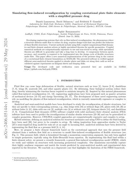 Pdf Simulating Flow Induced Reconfiguration By Coupling Corotational