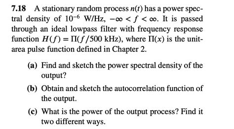 Solved A Stationary Random Process N T Has A Power Chegg