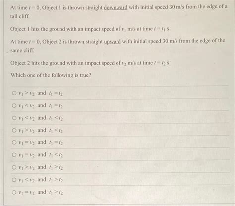 solved at time t 0 object 1 is thrown straight downward