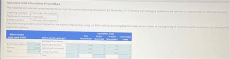 Solved Equivalent Units Calculations Fifo Method Everuy
