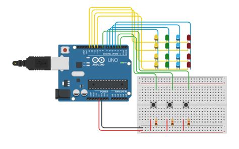 Circuit Design Matriz De 4x4 Secuencia De Leds Tinkercad