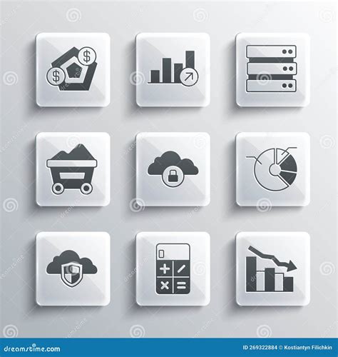 Set Calculator Financial Growth Decrease Pie Chart Infographic Cloud Computing Lock And