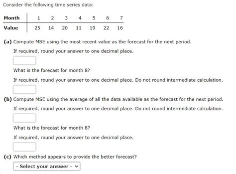 Solved Consider The Following Time Series Data A Compute